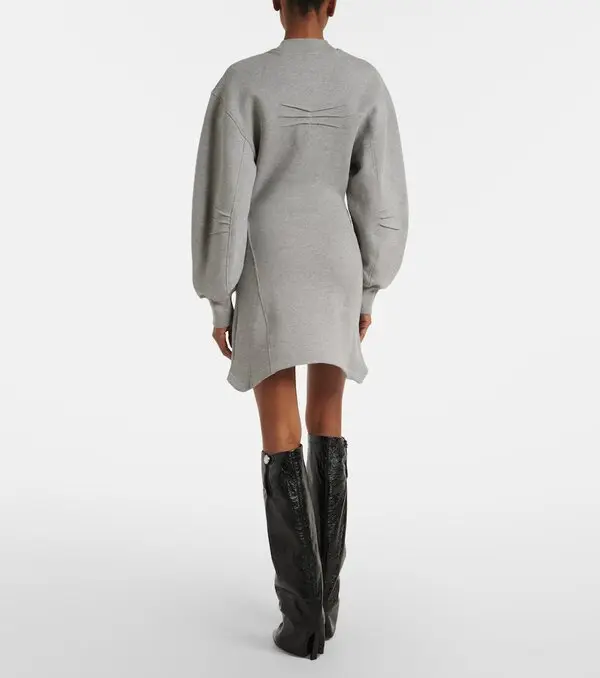 Attico Cotton Jersey Hooded Wrap Dress - Grey
