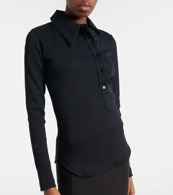 Attico Ribbed Cotton Jersey Top - Black