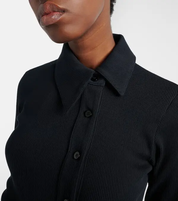 Attico Ribbed Cotton Jersey Top - Black