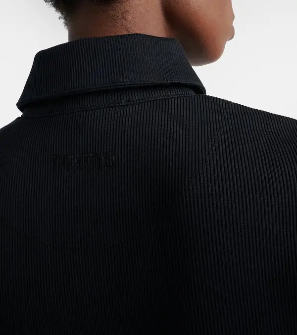 Attico Ribbed Cotton Jersey Top - Black