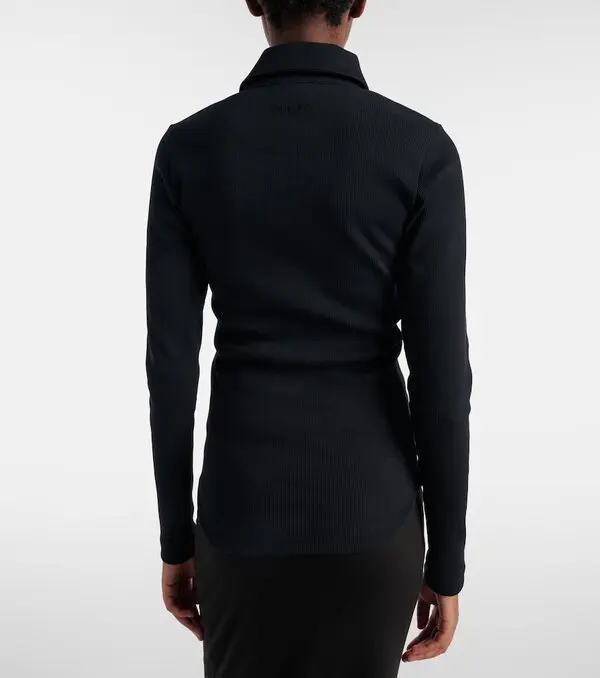 Attico Ribbed Cotton Jersey Top - Black