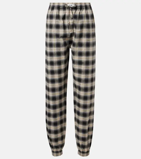 Attico Checked Cotton Sweatpants - Beige