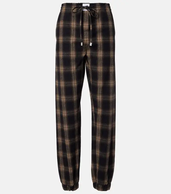 Attico Checked Cotton Sweatpants - Brown