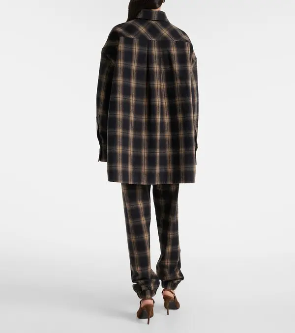 Attico Checked Cotton Sweatpants - Brown