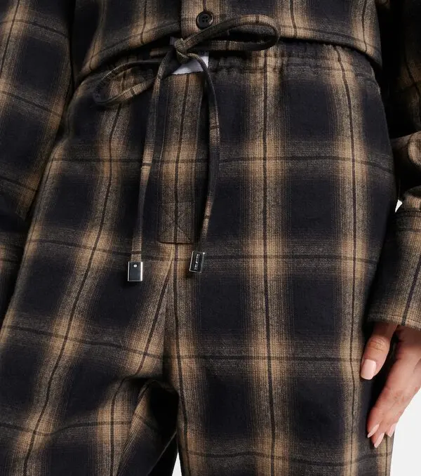 Attico Checked Cotton Sweatpants - Brown