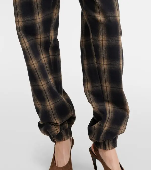 Attico Checked Cotton Sweatpants - Brown