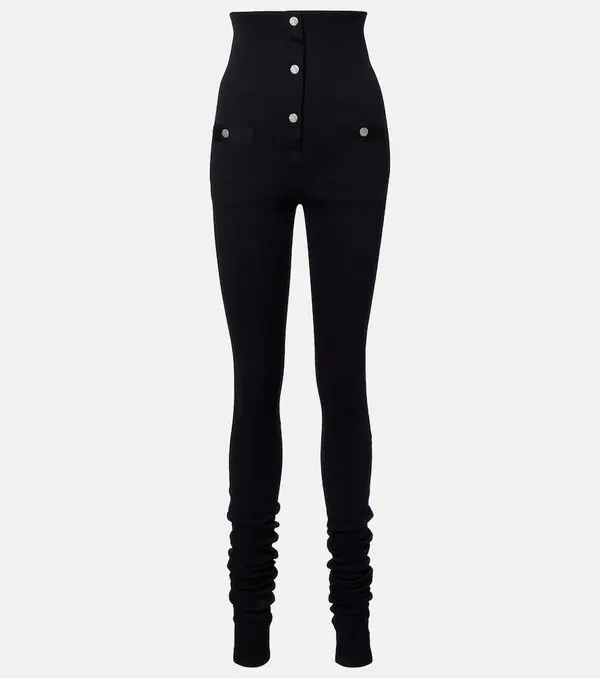 Attico High-rise Cotton Jersey Stirrup Leggings - Black