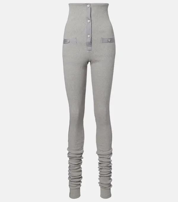 Attico High-rise Cotton Jersey Stirrup Leggings - Grey