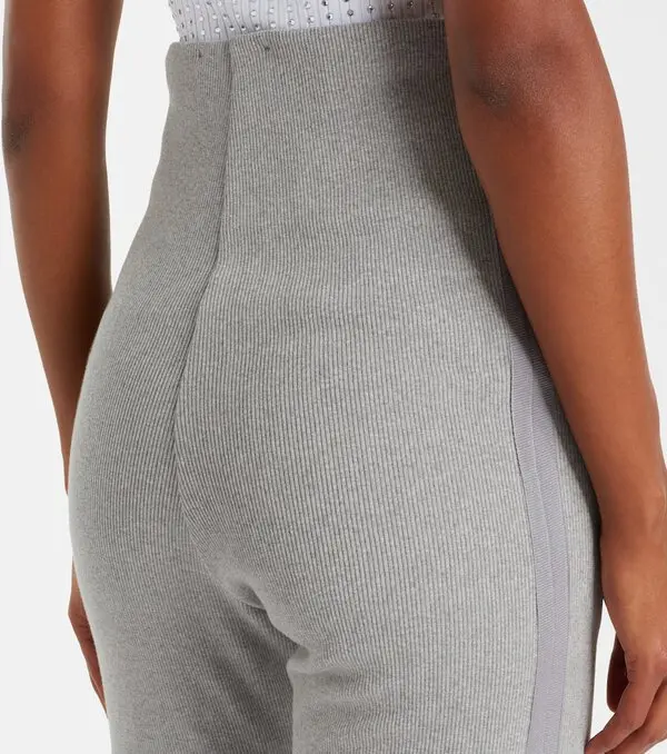 Attico High-rise Cotton Jersey Stirrup Leggings - Grey