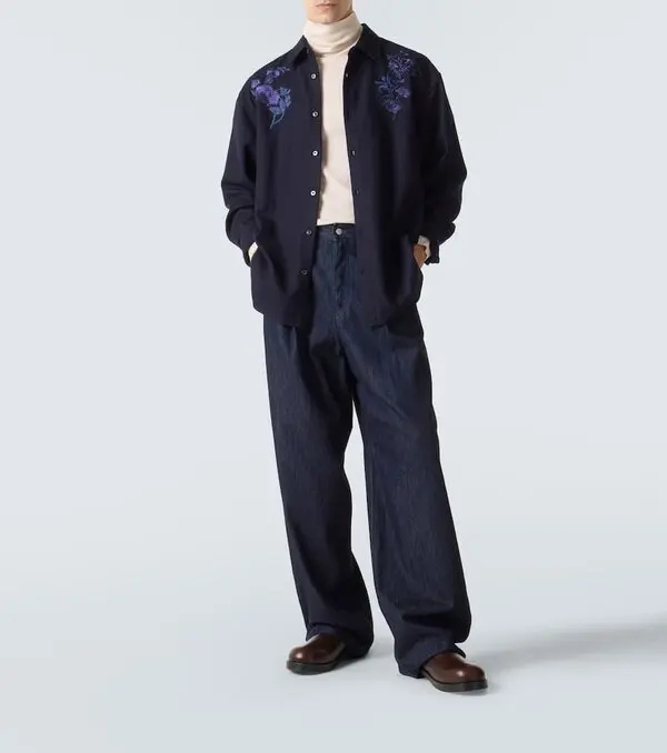 Dries Van Noten Embroidered Wool Shirt