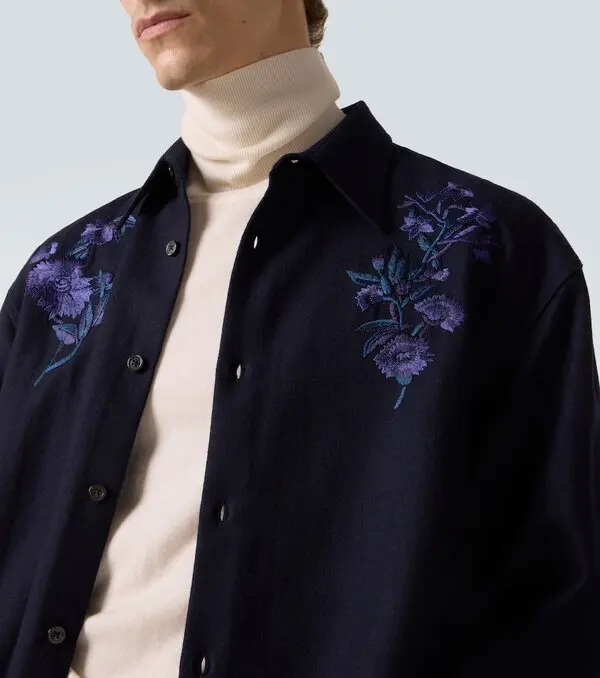 Dries Van Noten Embroidered Wool Shirt