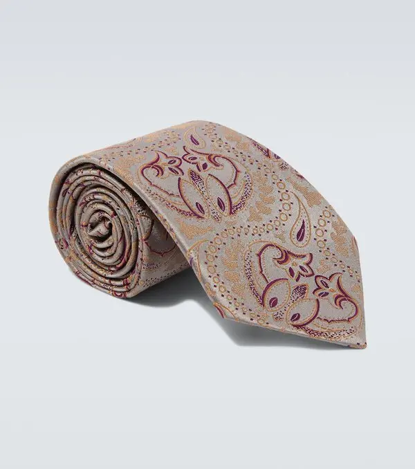 Charvet Paisley Silk Jacquard Tie - Grey
