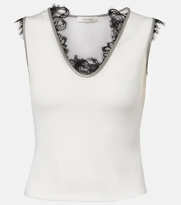 JACQUES WEI Lace-trimmed Layered Top