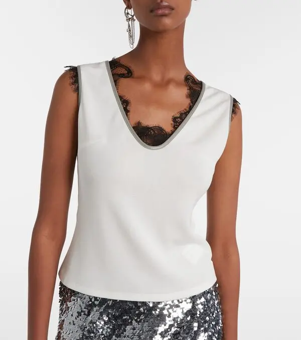 JACQUES WEI Lace-trimmed Layered Top