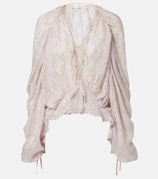 JACQUES WEI Ruffled Silk-blend Shirt