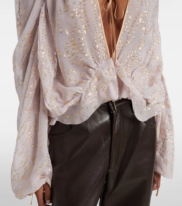 JACQUES WEI Ruffled Silk-blend Shirt