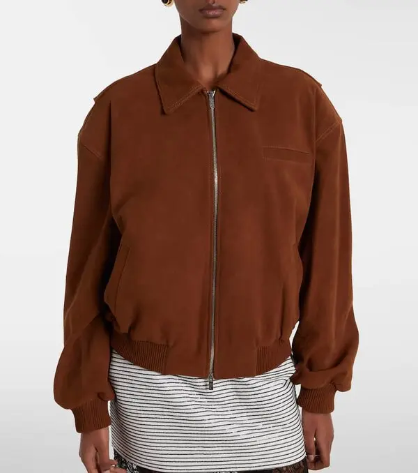 JACQUES WEI Suede Bomber Jacket