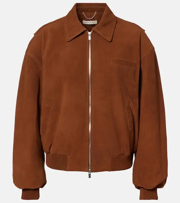 JACQUES WEI Suede Bomber Jacket - Brown
