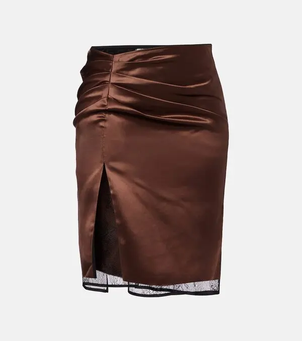 JACQUES WEI Lace-trimmed Satin Miniskirt