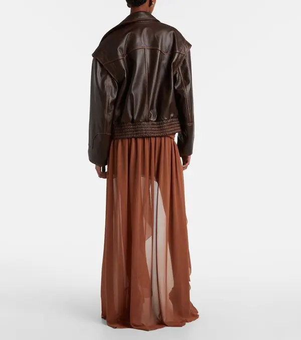 JACQUES WEI Draped Asymmetric Maxi Skirt - Brown