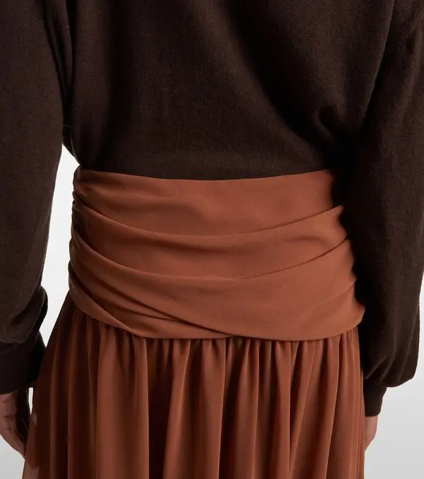 JACQUES WEI Draped Asymmetric Maxi Skirt - Brown