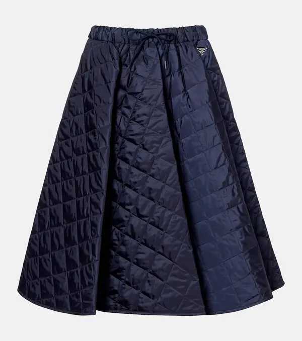 Prada Re-nylon Quilted Midi Skirt - Blue
