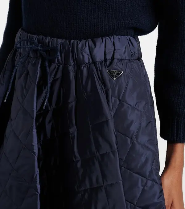 Prada Re-nylon Quilted Midi Skirt - Blue