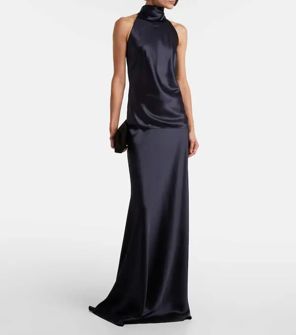 Ralph Lauren Satin Maxi Skirt - Blue