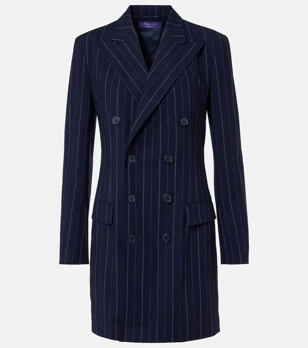 Ralph Lauren Striped Wool Blazer Dress - Blue