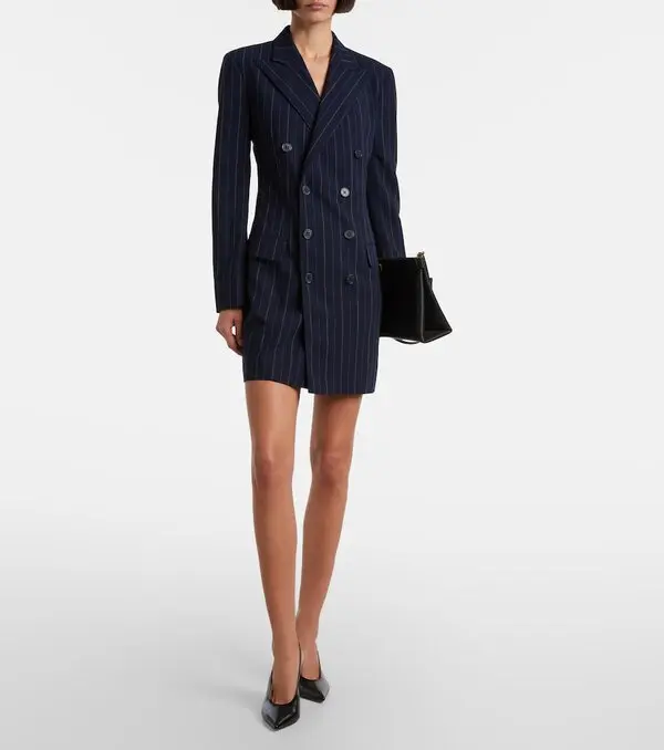 Ralph Lauren Striped Wool Blazer Dress - Blue