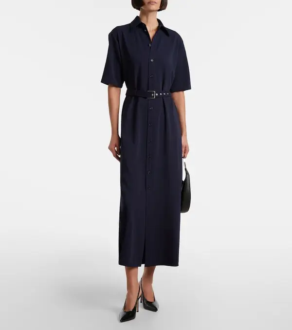 Ralph Lauren Belted Wool Midi Shirt Dress - Blue