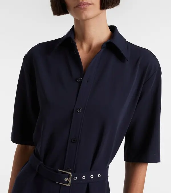 Ralph Lauren Belted Wool Midi Shirt Dress - Blue