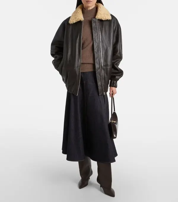 Jacquemus Shearling-trimmed Leather Bomber Jacket
