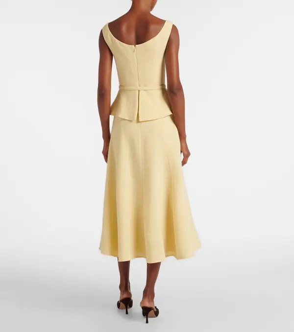 Roland Mouret Peplum Wool Crêpe Midi Dress - Yellow