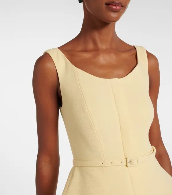 Roland Mouret Peplum Wool Crêpe Midi Dress - Yellow