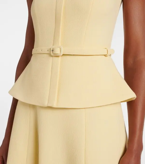 Roland Mouret Peplum Wool Crêpe Midi Dress - Yellow