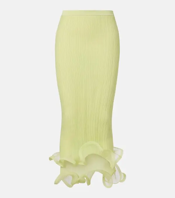 Simkhai Midi Skirt With Ruffle Detail - Green