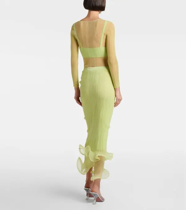 Simkhai Midi Skirt With Ruffle Detail - Green