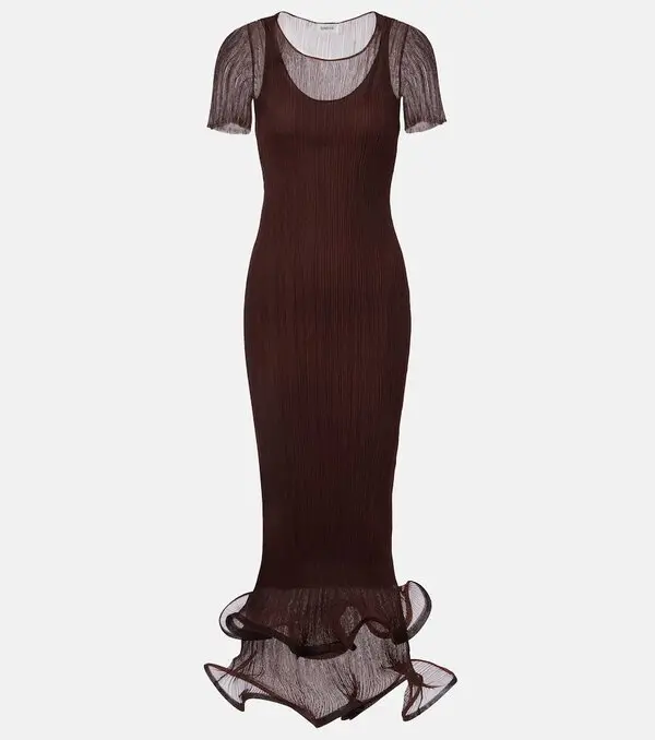 Simkhai Ruffled Midi Dress - Brown