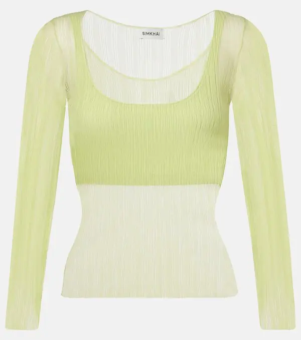 Simkhai Sheer Jersey Top - Green