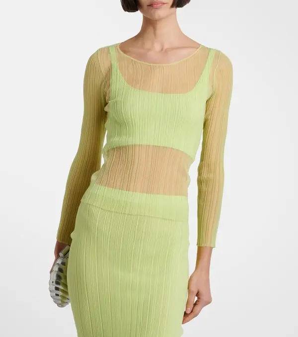 Simkhai Sheer Jersey Top - Green