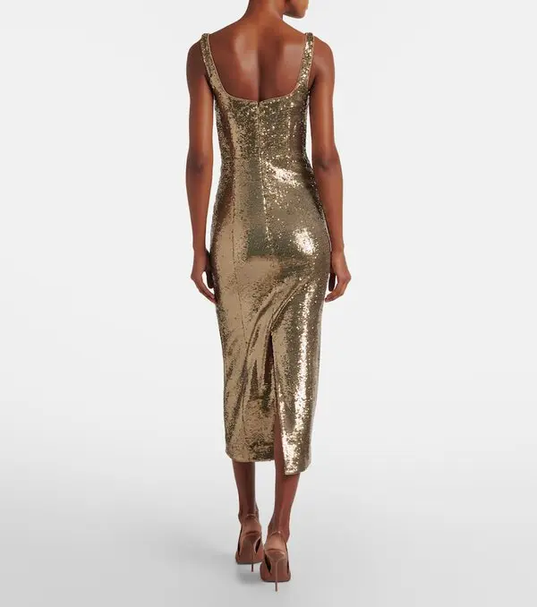 Roland Mouret Sequined Midi Dress - Gold | Editorialist