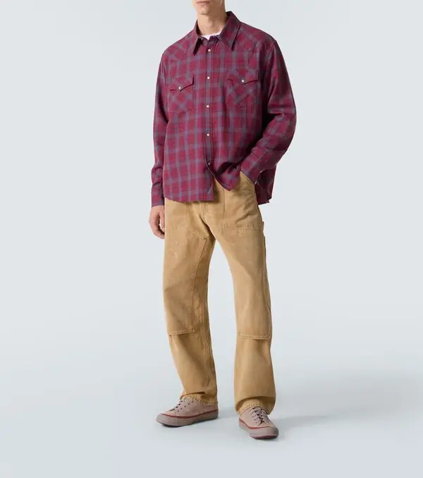 Visvim Four Corners Checked Wool And Linen Shirt - Red