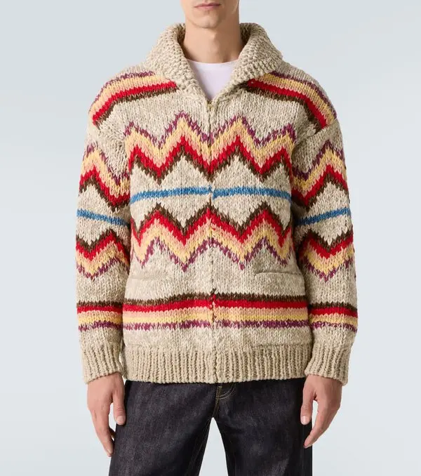 Visvim Wool And Cashmere Jacquard Cardigan