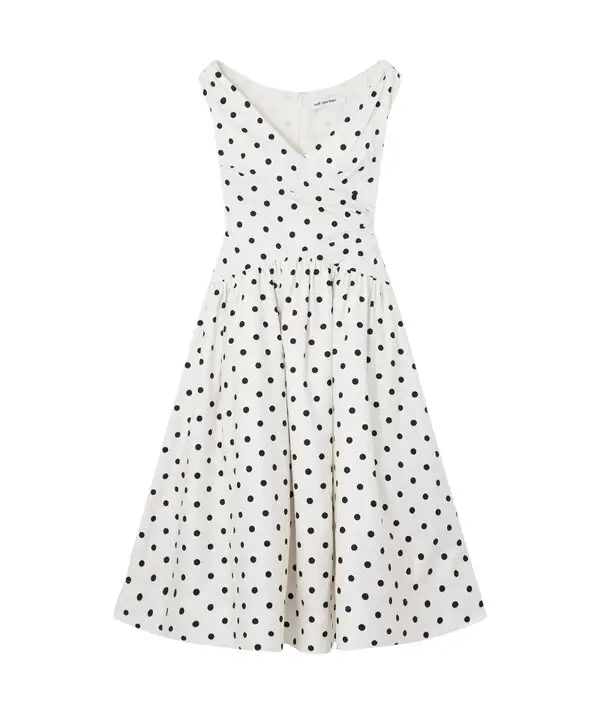 SELF-PORTRAIT Wrap-effect Polka-dot Midi Dress - Neutrals
