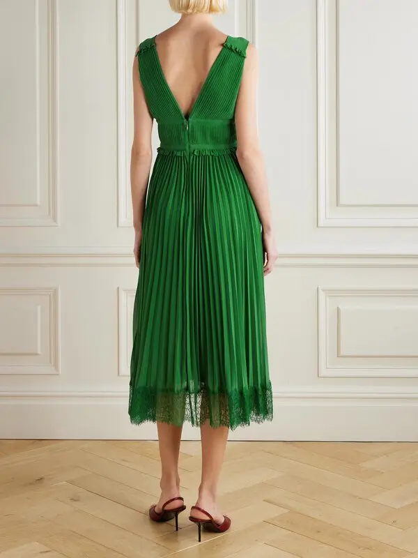 slim fit dress slacks Self-Portrait Green Lace Mini Dress UK 8 – My Circular Wardrobe
