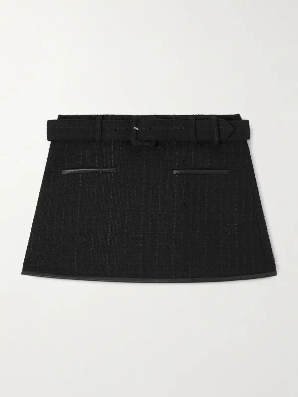 SELF-PORTRAIT Belted Cotton-bouclé Mini Skirt