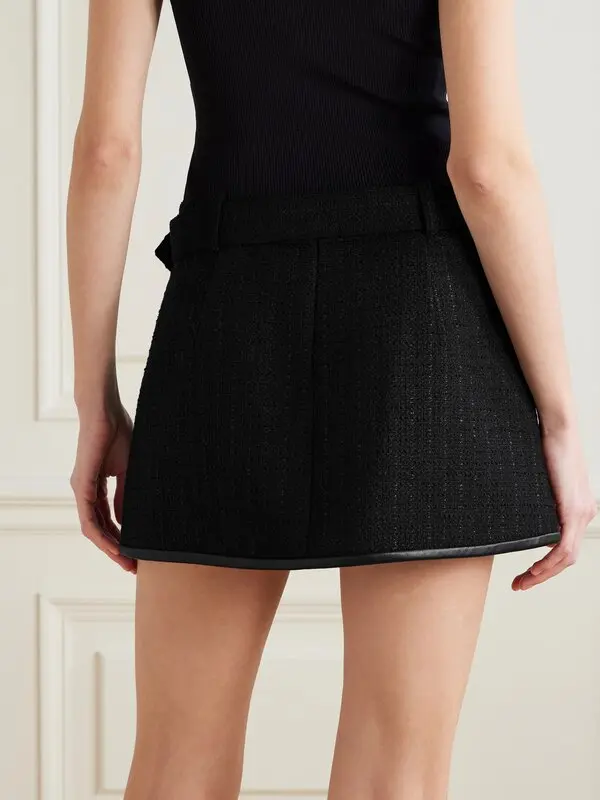 SELF-PORTRAIT Belted Cotton-bouclé Mini Skirt