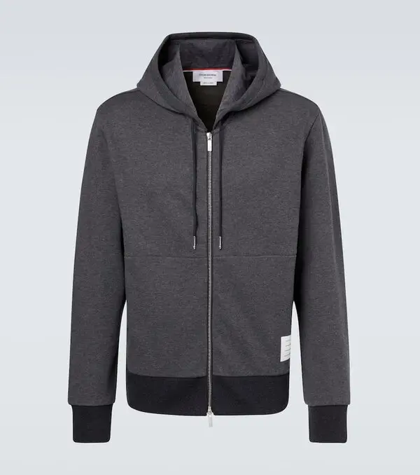 Thom Browne 4-bar Cotton Jersey Zip-up Hoodie