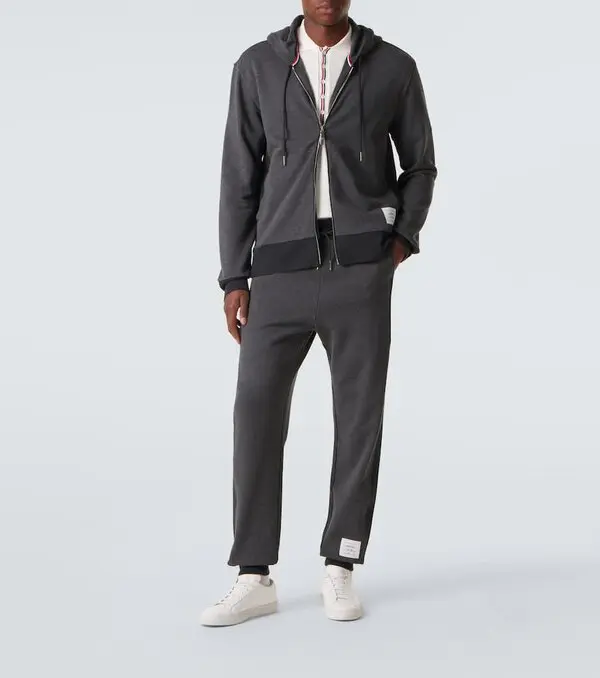 Thom Browne 4-bar Cotton Jersey Zip-up Hoodie